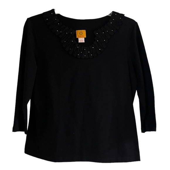 Ruby Rd. | Tops | Ruby Rd Black Top With Ruffle Collar | Poshmark